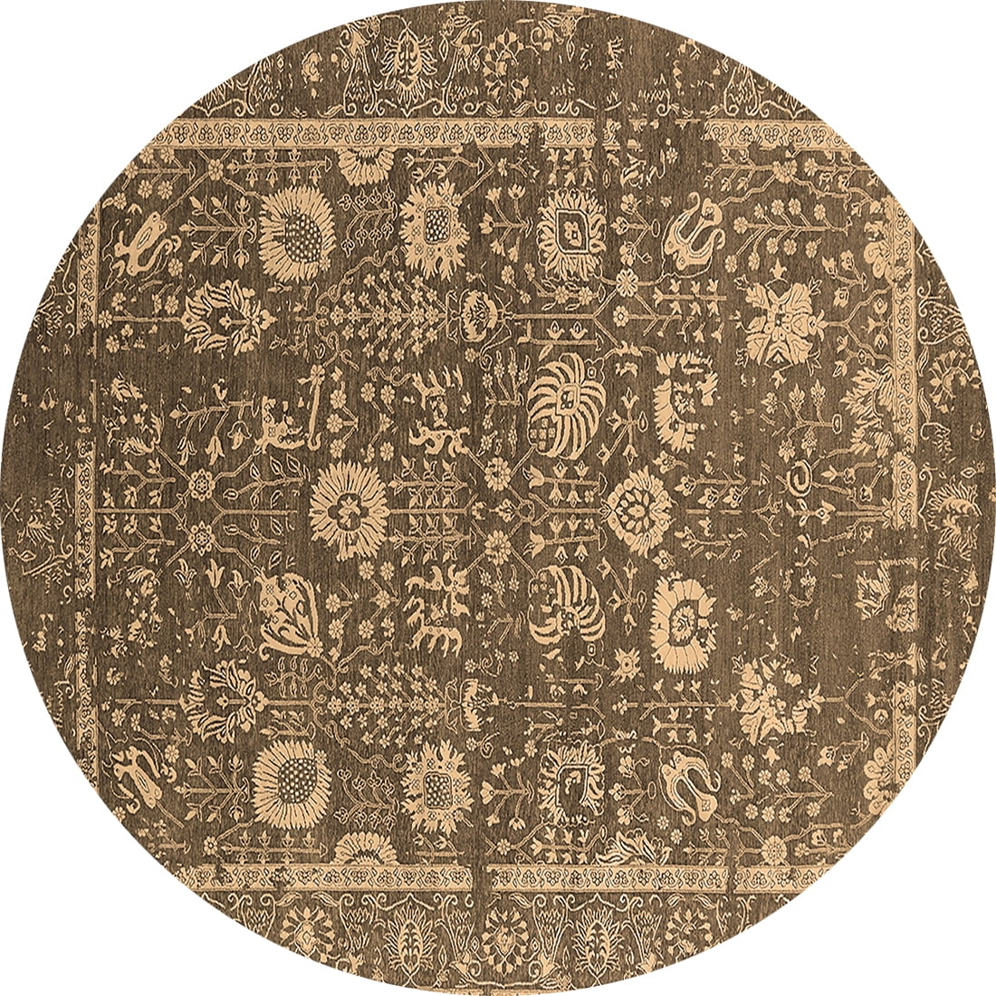 Ahgly Company Indoor Round Oriental Brown Industrial Area Rugs, 6 ...