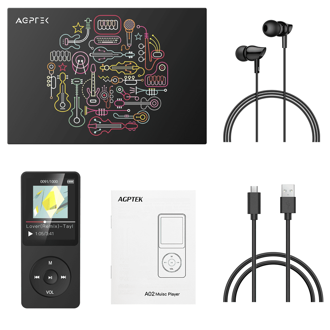 AGPTEK A02 Black MP3 Player with Video Playback, 8GB Morocco | Ubuy