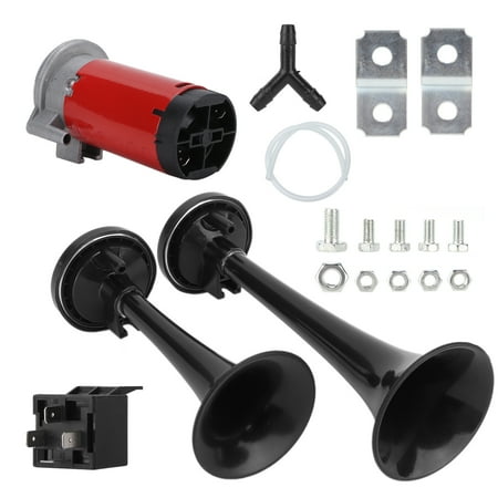 Herwey Trucks Horn,Dual Horn,Car Dual Trumpet DC 12V 130dB Black ...