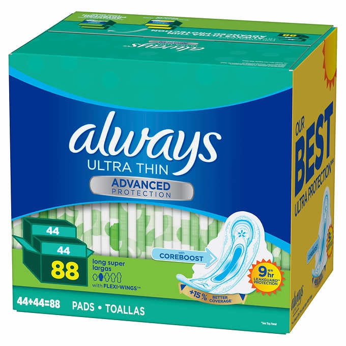 Always Ultra Thin Advanced Long Pads, 88 Count - Walmart.com