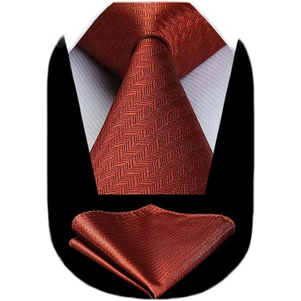 HISDERN Ties for Men Solid Houndstooth Neckties Handkerchief Formal ...