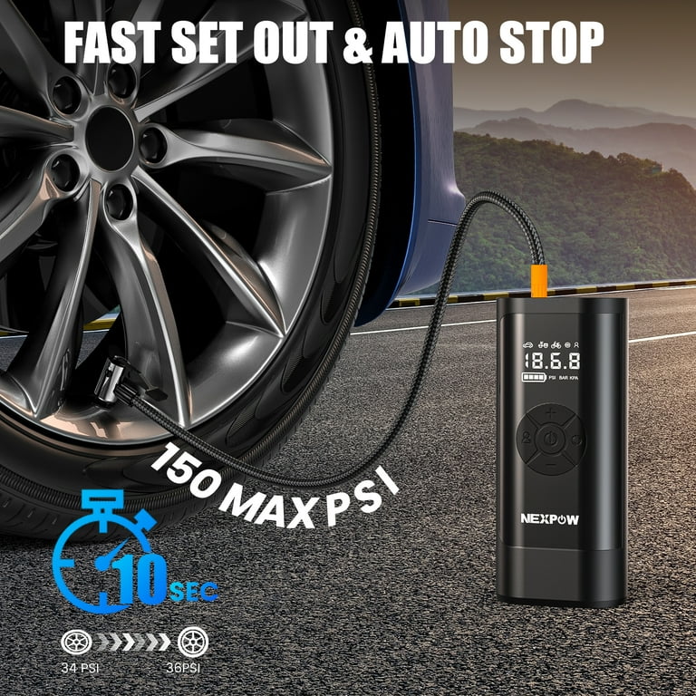 Emergency Tire Inflator With LED Light Portable Tire Inflator Air ...