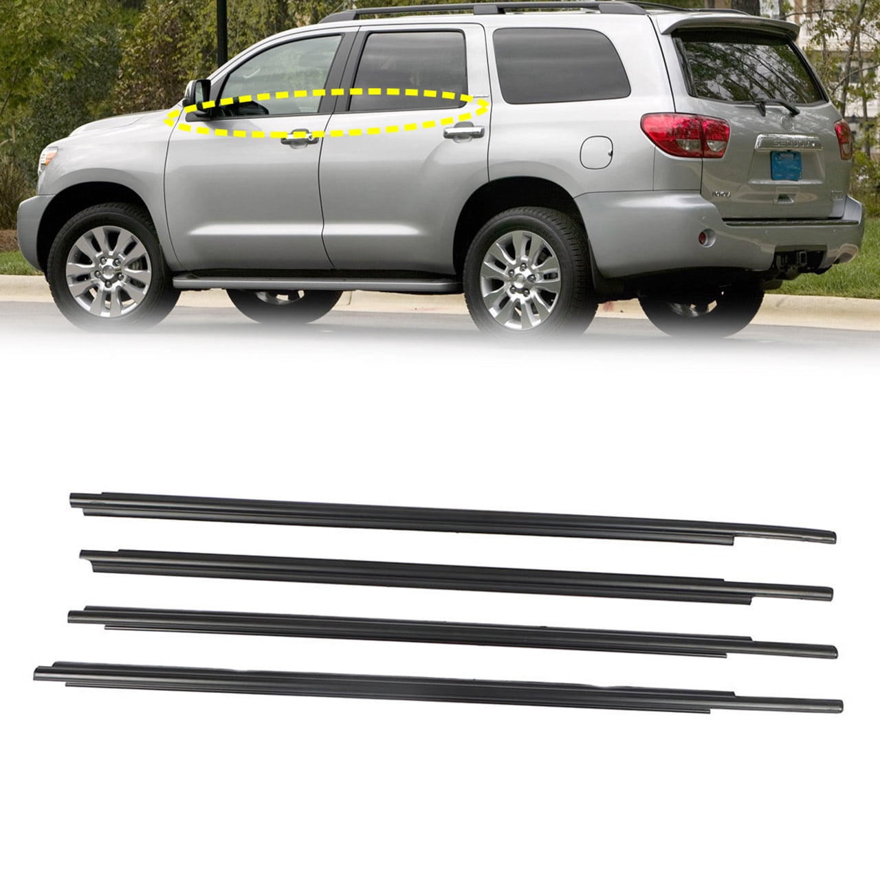 4Pcs Car Window Exterior Trim Strips Seal Weatherstrips Fit for Toyota ...