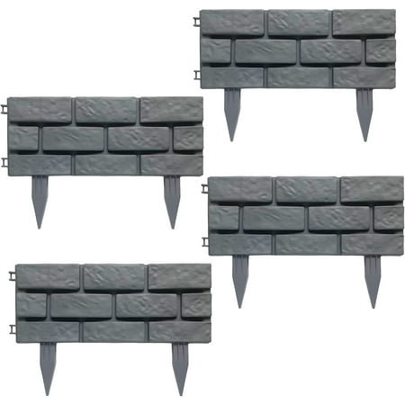 Fence Garden Border,Garden Border Edging 4PCS Folding Landscape Gray ...