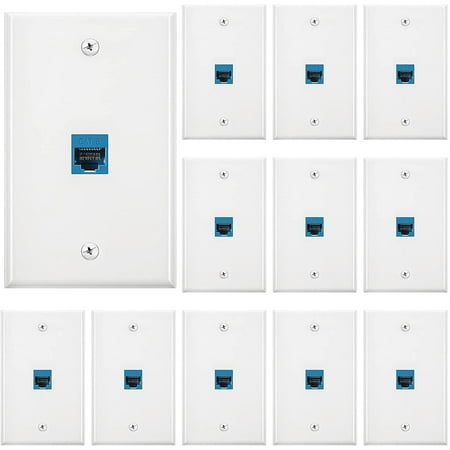 10 Pieces Ethernet Wall Plate 1 Port Cat6 RJ45 Wall Plate Female to ...