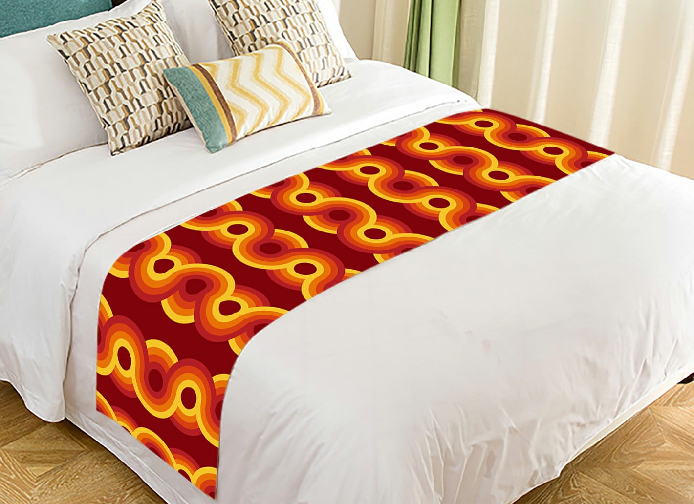 ABPHQTO Geometric Vintage Bed Runner Bedding Scarf Bed Decoration 20x95 ...