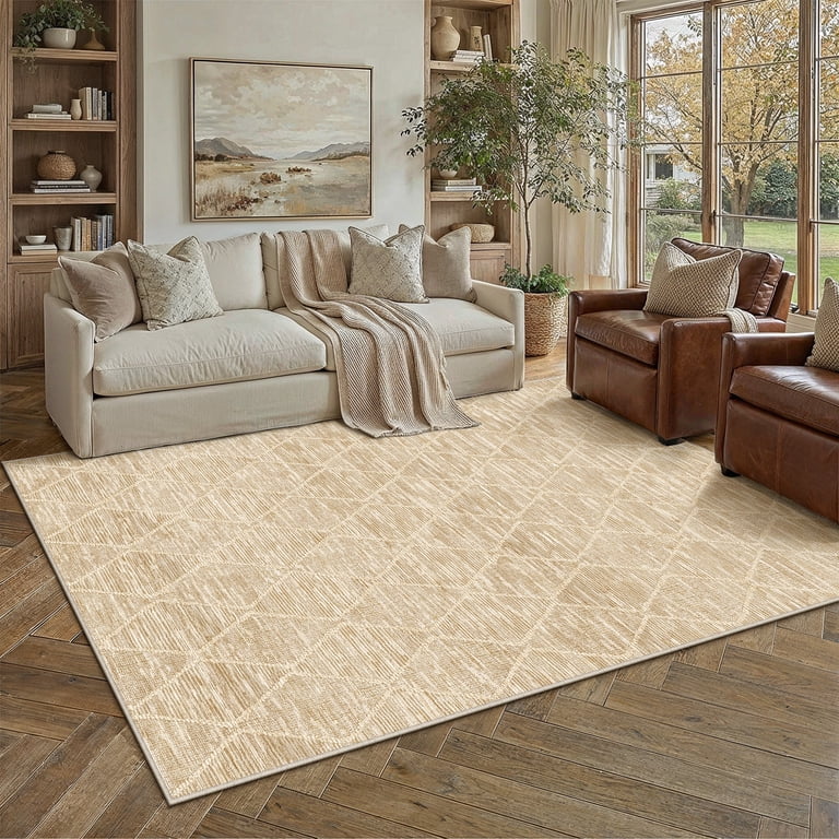 BERTHMEER 8'x10' Area Rugs for Living Room Large Beige Modern Geometric ...