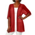 Xdegoge Womens Sheer Chiffon Kimono Tops Open Front Half Sleeve Blouses ...
