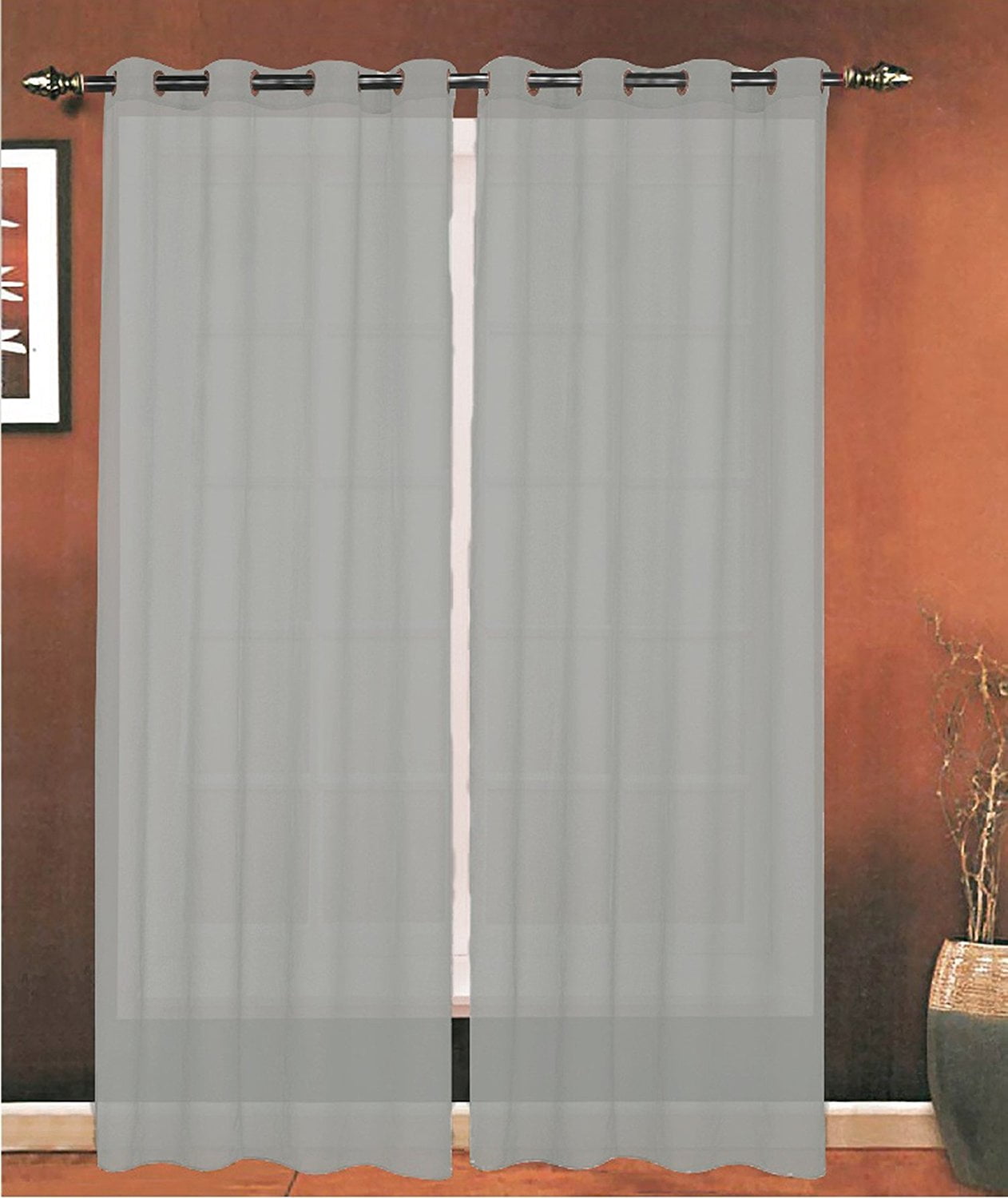 Celine Linen Luxury 2-Piece Grommet SHEER PANEL/CURTAIN - Window ...