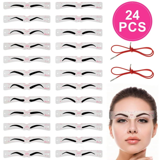 24pcs Eyebrow Stencils, EEEkit Eyebrows Shape Kit Stickers Eyebrow ...