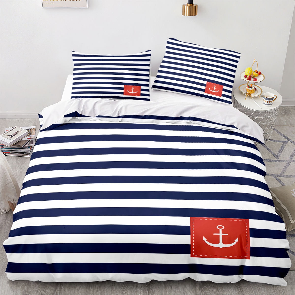 Marine Anchor Bedding Set Ocean Sea Duvet Cover Sets Comforter Bed ...