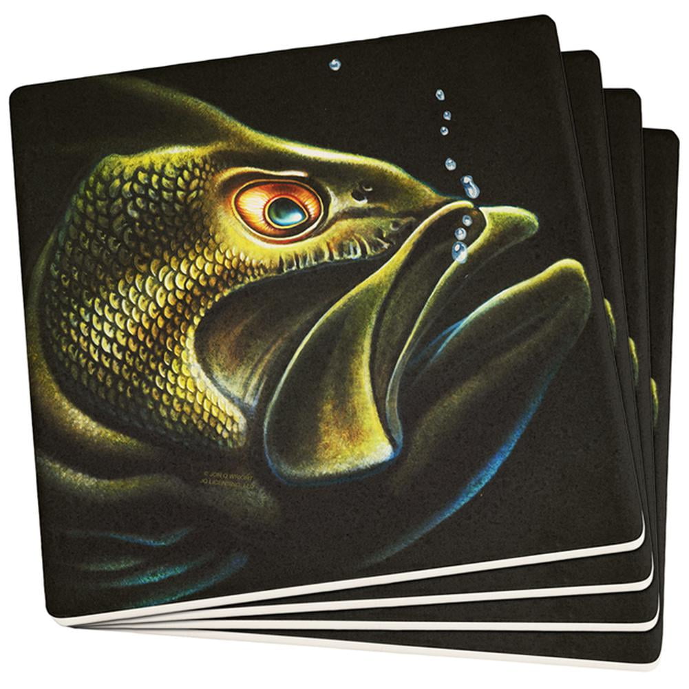 Bass Master Set of 4 Square Sandstone Coasters - Walmart.com