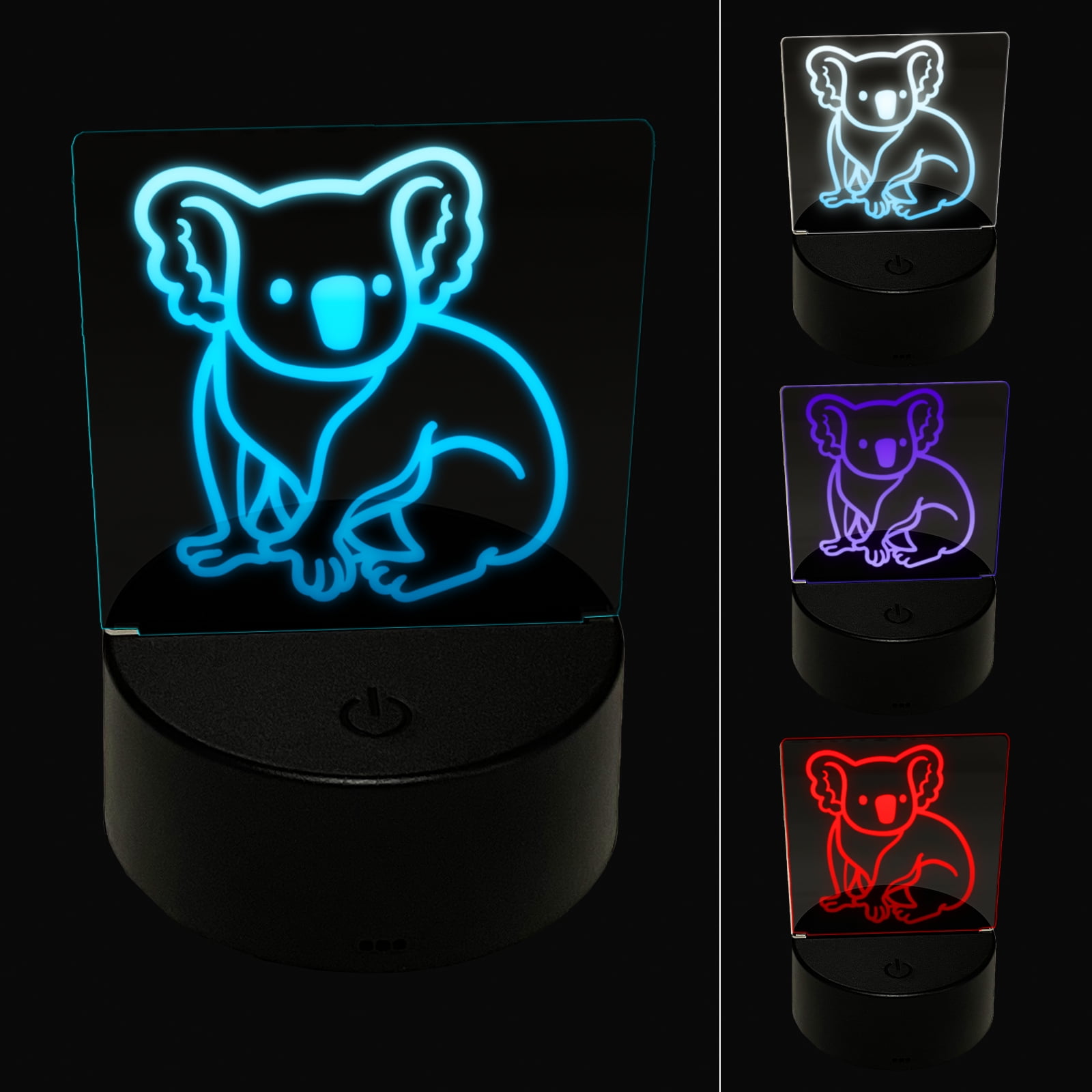 Koala Bear Sitting LED Night Light Sign 3D Illusion Desk Nightstand ...
