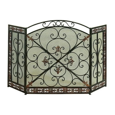 Small Cast Iron Scrollwork Fireplace Fire Screen with Doors - Walmart.com