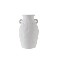 Ceramic Round Vase with Spiked Lips & Pinch Diamond Pattern Design Body ...