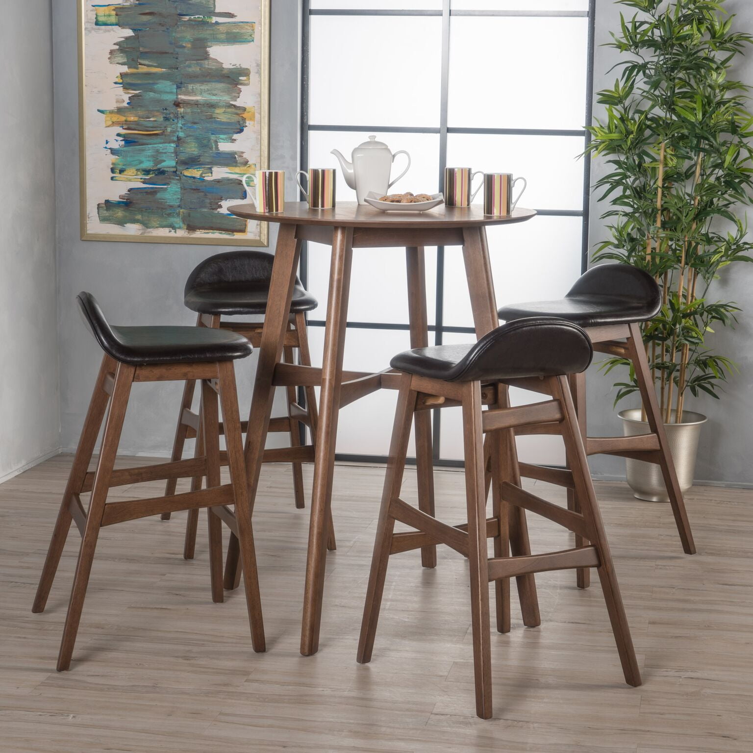 Noble House Luzan 5 Piece Wood Bar Set - Walmart.com