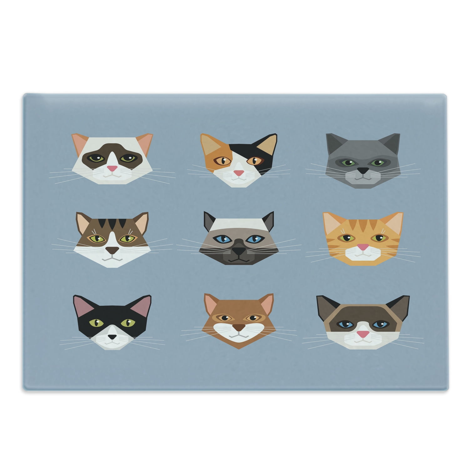 Cat Cutting Board, Animal Portrait Set Kittens Face Whiskers ...