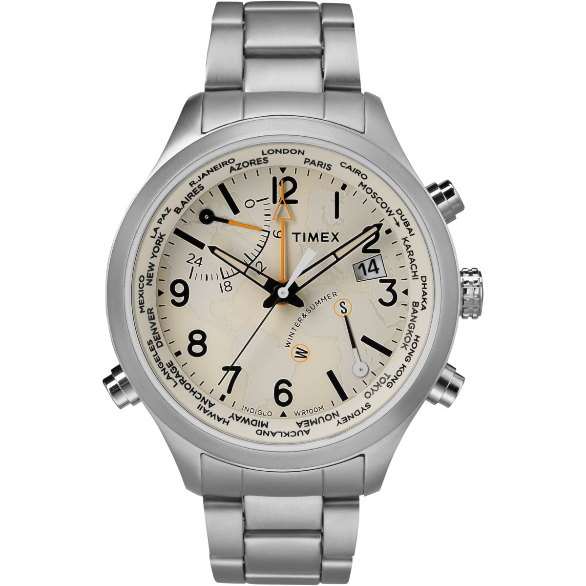 Timex The Waterbury Cream Dial Stainless Steel Men's Watch TW2R43400 ...
