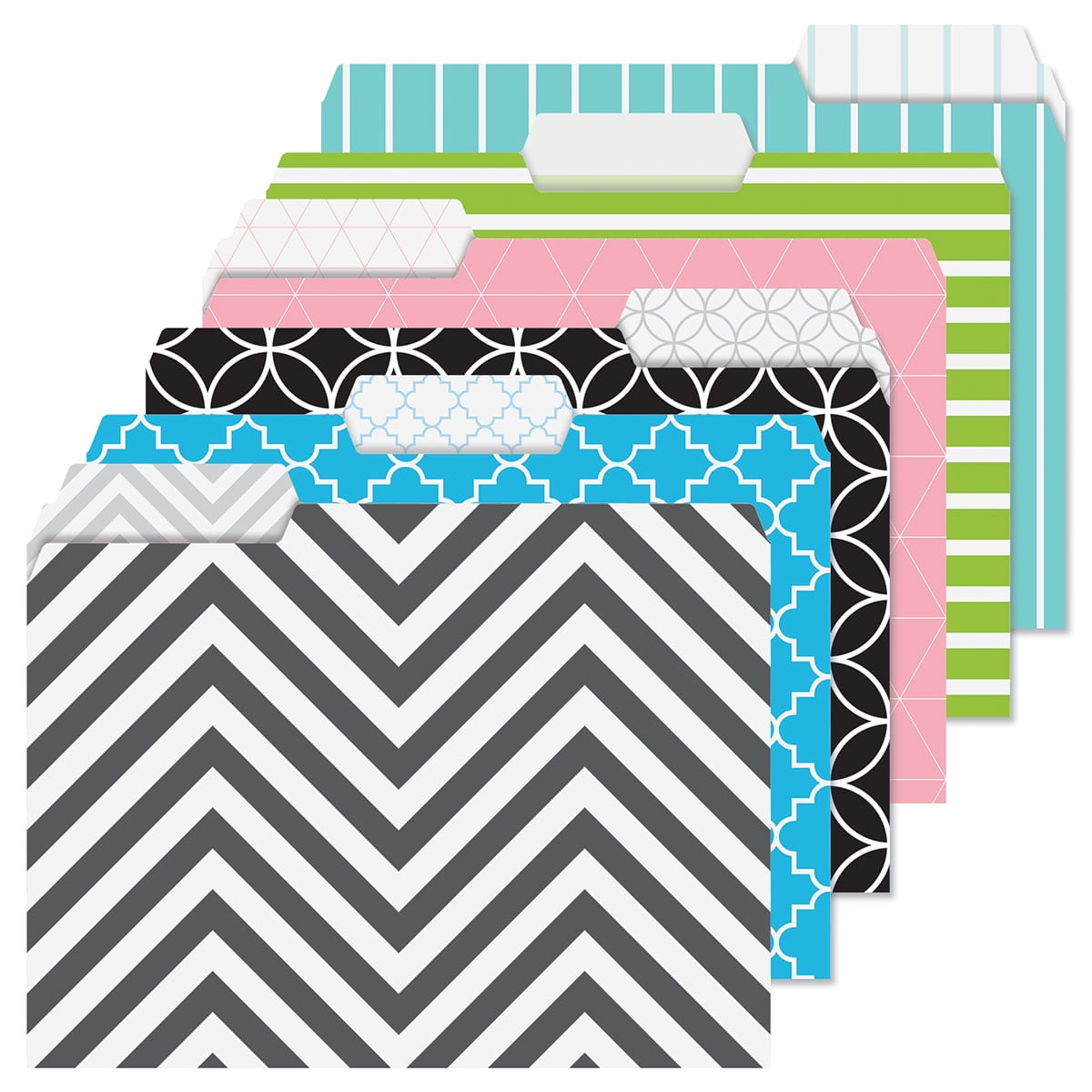 Current File Folders, Geometric Patterns, Staggered Tabs, 9-1/2 x 11-3/ ...