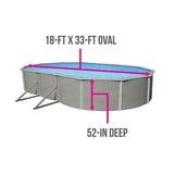 Belize 18-ft x 33-ft Oval 52-in Deep 6-in Top Rail Metal Wall Swimming ...