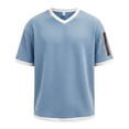 Ahabrexf Tops for Men Mesh Breathable Short Sleeve V Neck Solid Color ...