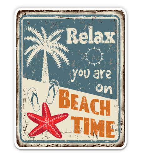 Relax You are on Beach Time - 3" Vinyl Sticker - For Car Laptop Water ...