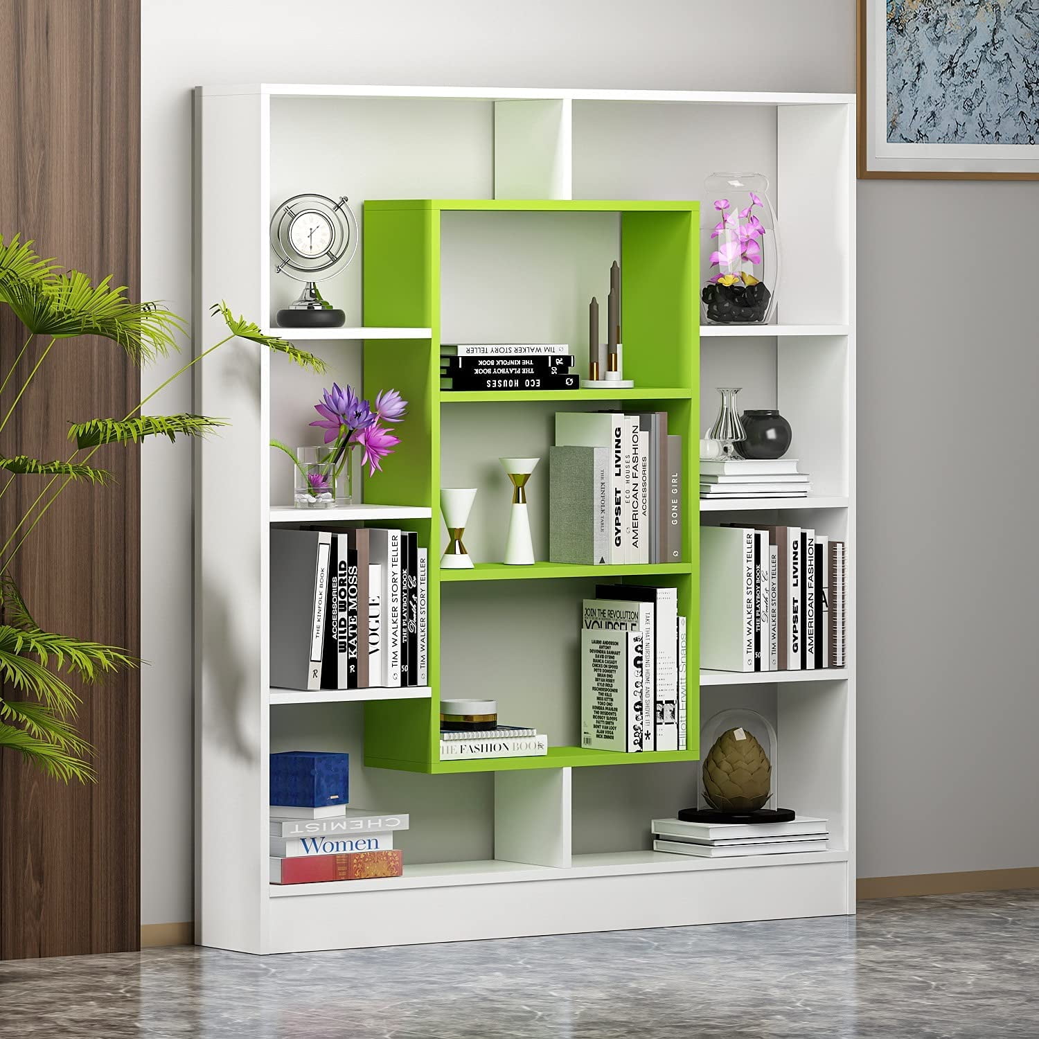 HOMIDEA Venus Bookcase - Room Divider - Free Standing Book Shelf for ...