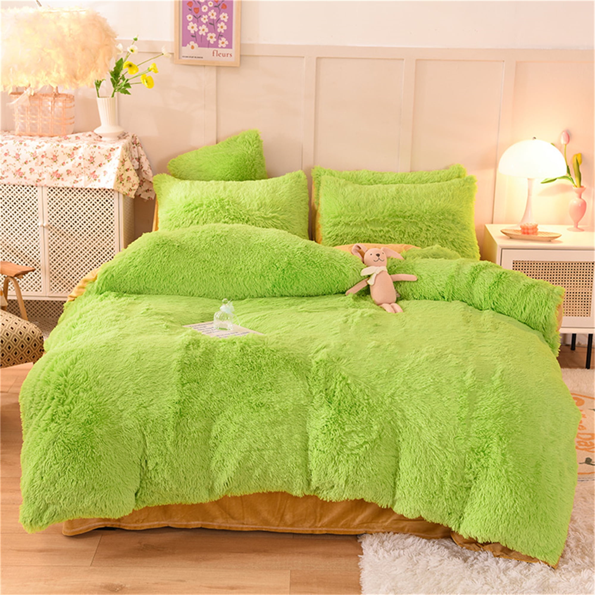 Gusuhome Shaggy Plush Duvet Cover Set Ultra Soft Fluffy Comforter Cover ...
