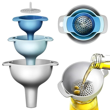 Lepai Set of 3 kitchen funnels with handle, food grade plastic funnels ...