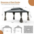 Domi 10' X 12' Hardtop Gazebo, Aluminum Metal Gazebo with Galvanized Steel Double Roof Canopy ...