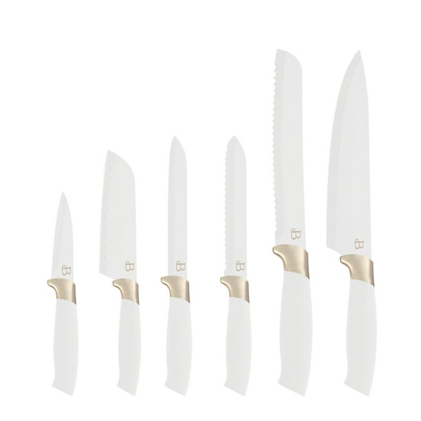 Beautiful 6 Piece Stainless Steel Knife Set in White Champagne Gold By ...