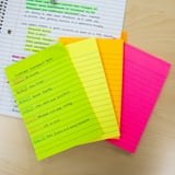 Free Shipping! BAZIC Sticky Notes 4x6 Lined Ruled Neon Color, (50 ...