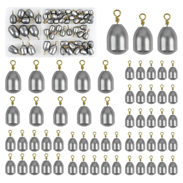Iron Fishing Weights Kit, 58pcs Assorted Bass Casting Weights Bell ...