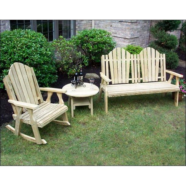 Treated Pine Curveback Bench and Rocker Group - Walmart.com