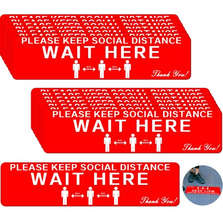 15 Pieces 12 x 3 Inch Adhesive Social Safe Distancing Floor Signs ...