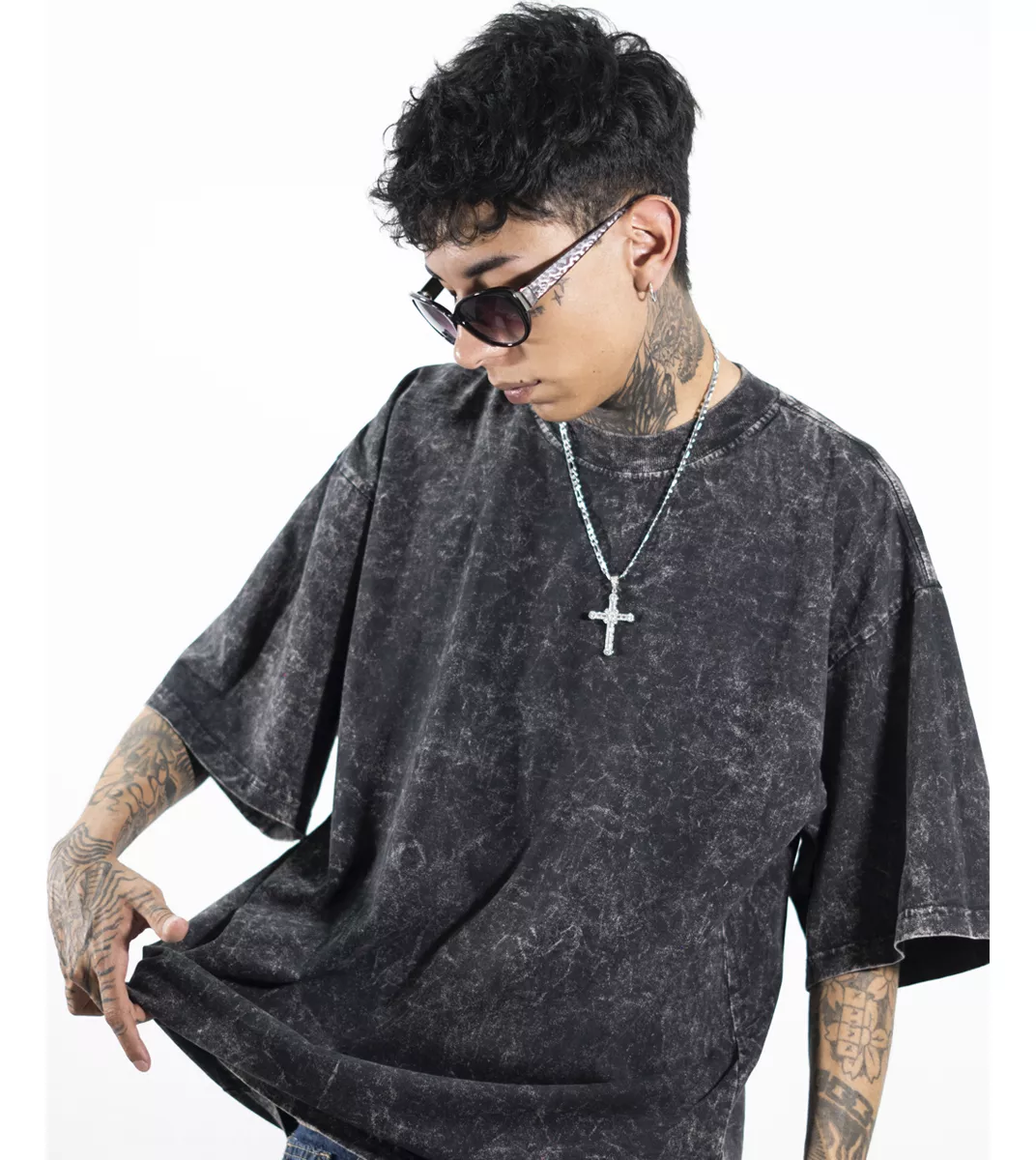 Playera Acid Wash Oversized Hombre Moda | Bodega Aurrera en línea