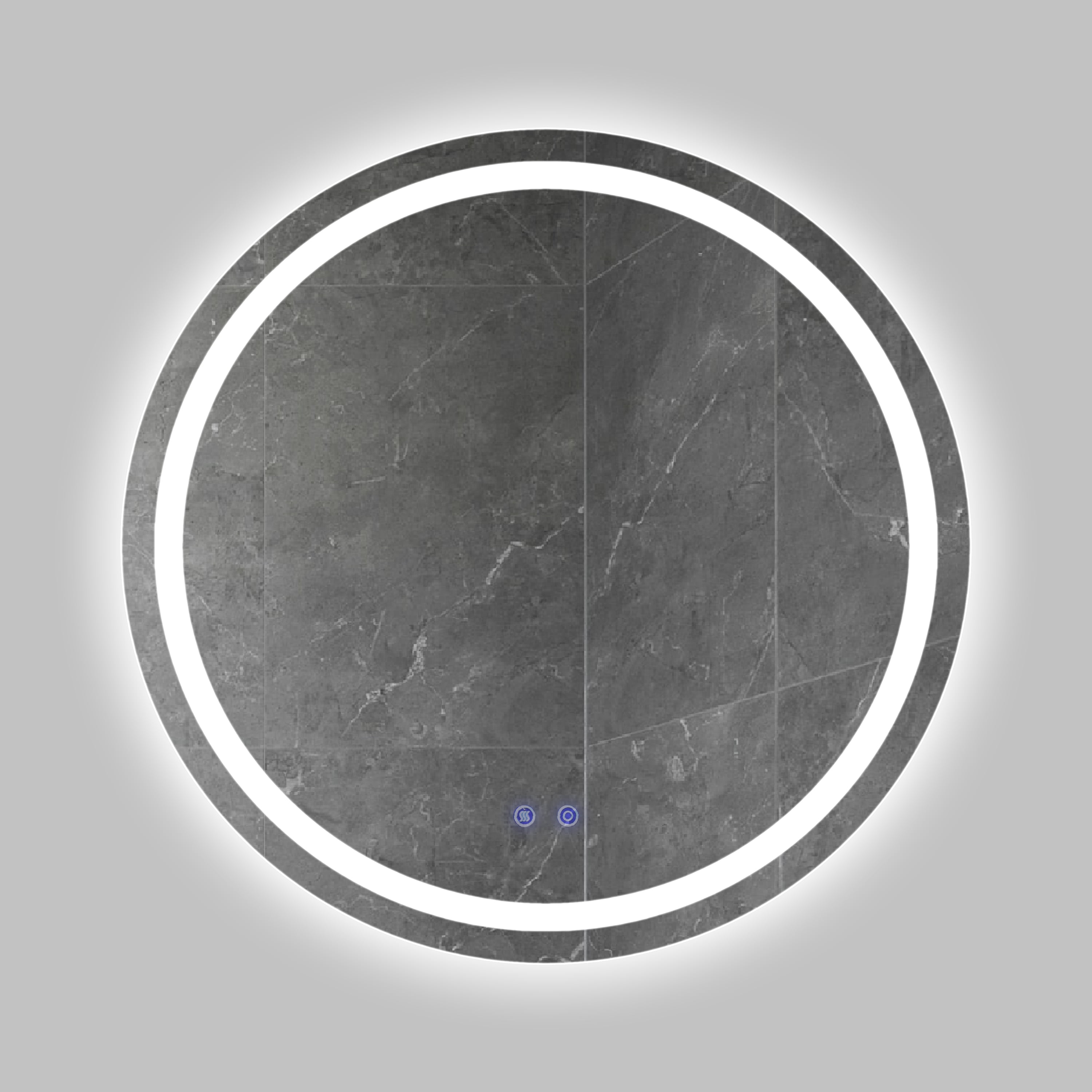 CoSoTower 32 X 32 Inch Round Frameless LED Illuminated Bathroom Mirror, Touch Button Defogger ...