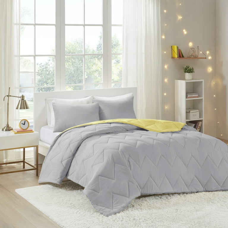 Gray And Yellow Chevron Bedroom
