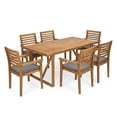 7 Pieces Acacia Wood Outdoor Dining Set s,Modern 6 Chairs 1 Large Table ...