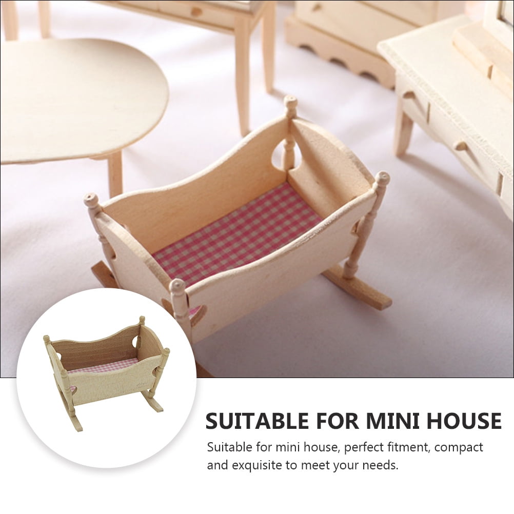 1 Pc Mini House Cradle Model Mini Wooden Cradle Furniture Miniature ...
