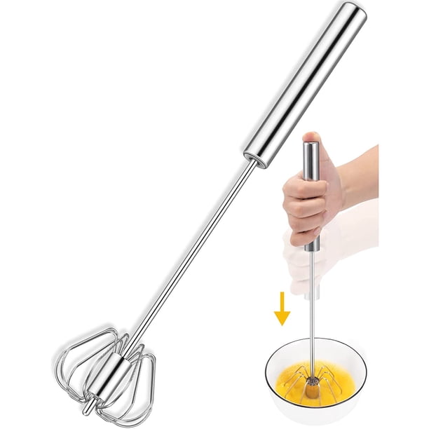 Semi-Automatic Egg Whisk - 12 Inch Stainless Steel Hand Push Whisk for ...