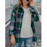 Lentta Women's Fall Color Block Plaid Flannel Shacket Jacket Button ...