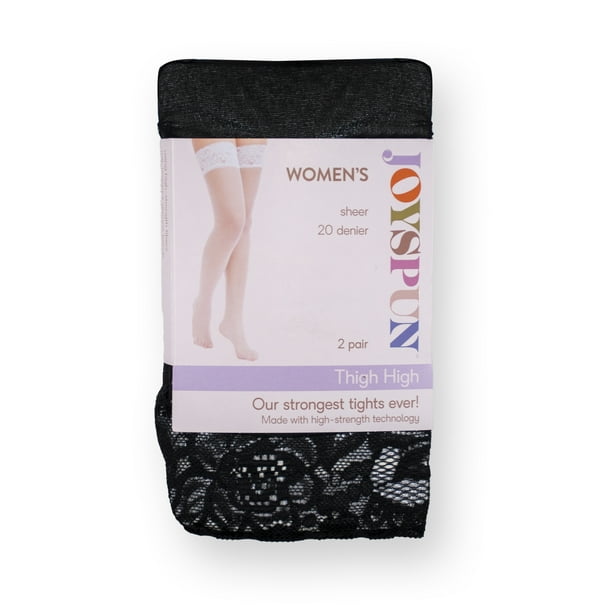 Joyspun Womens Sheer Lace Top Thigh High 2 Pack