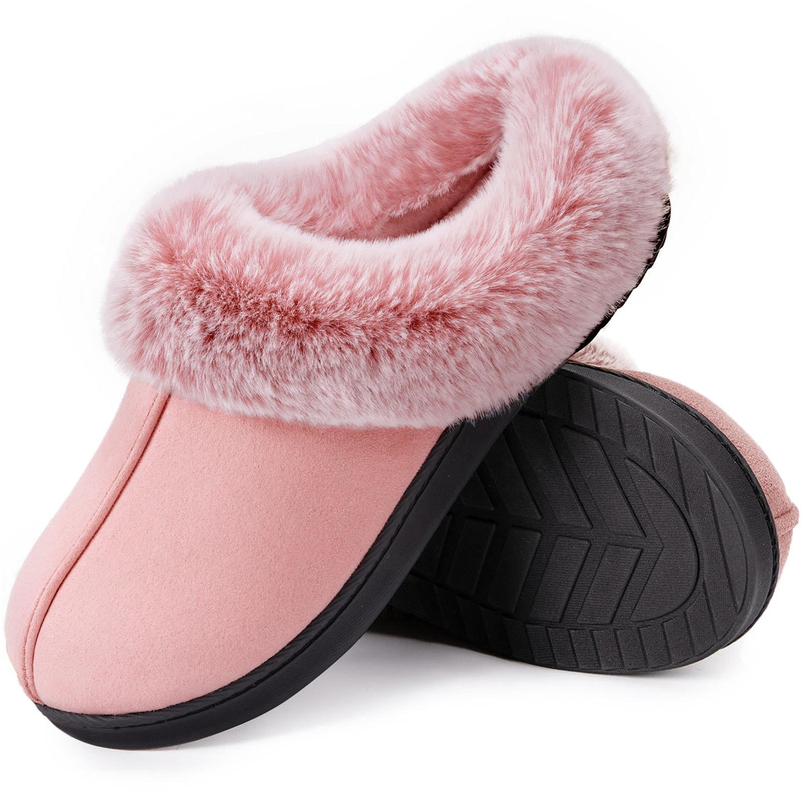 HomeTop Women's Classic Suede Memory Foam Slippers Durable Sole with ...