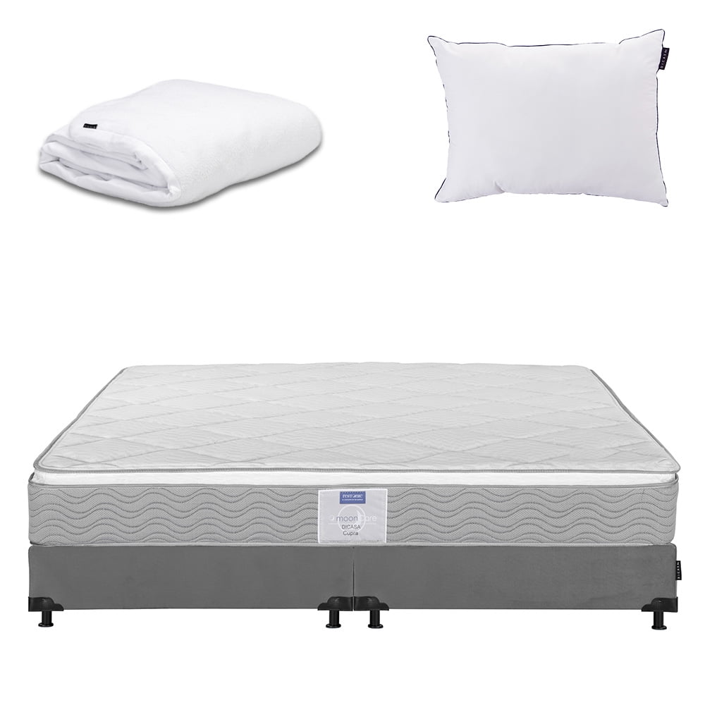 Colchón King Size Premier + Box Base Cama Gris + Almohada One ...