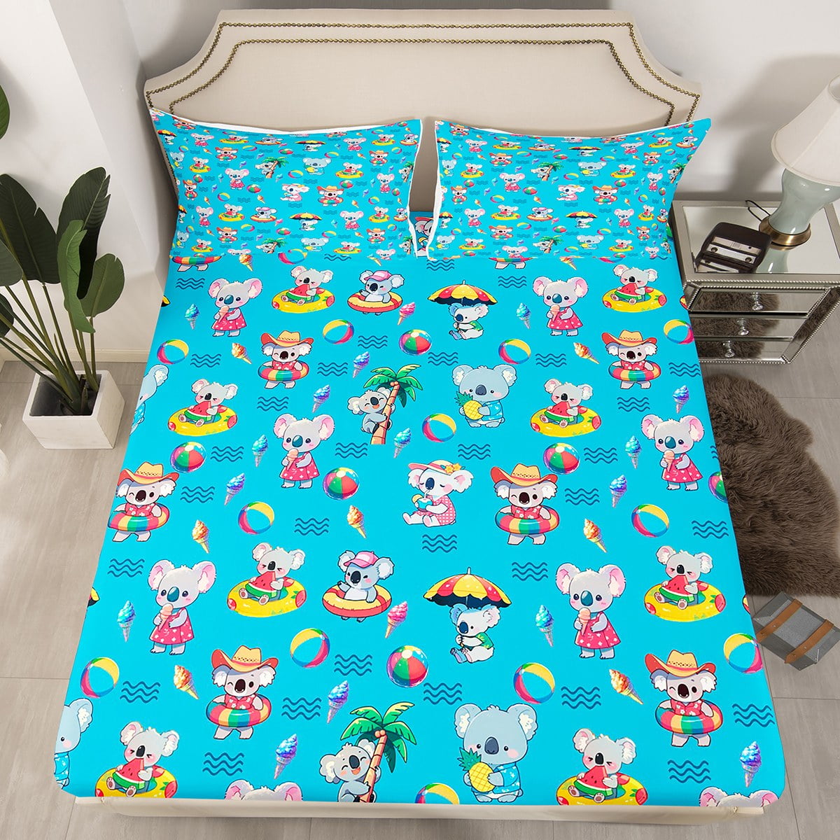 Click here for Erosebridal Funny Koala Fitted Sheet Twin  Tropica... prices