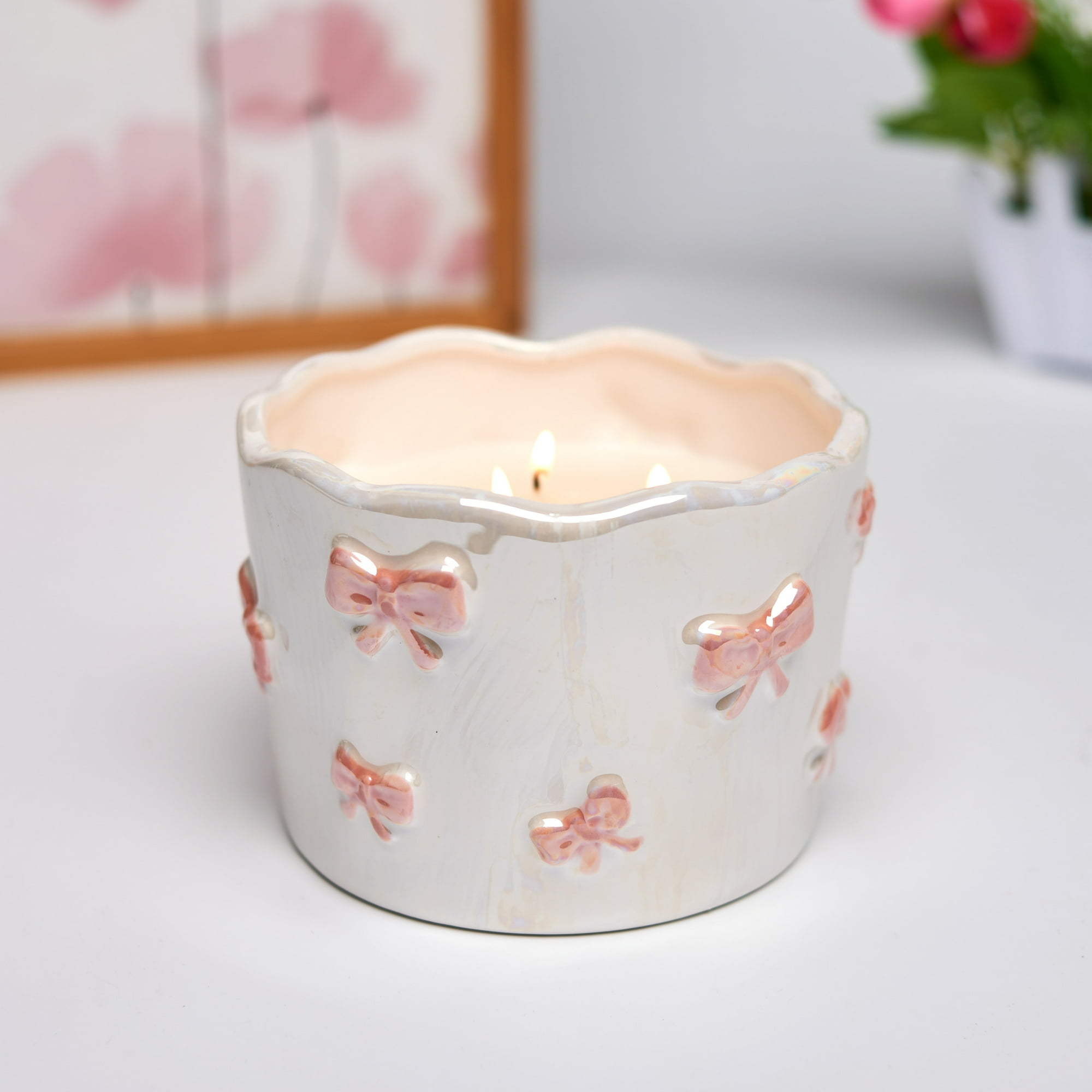 Click here for Hallmark 12oz Ceramic Pink Bow Candle 3-Wick 12 Oz prices
