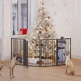 Black 【4-Panel with Door】20W*32H Metal Pet Gate Indoor Outdoor Use ...