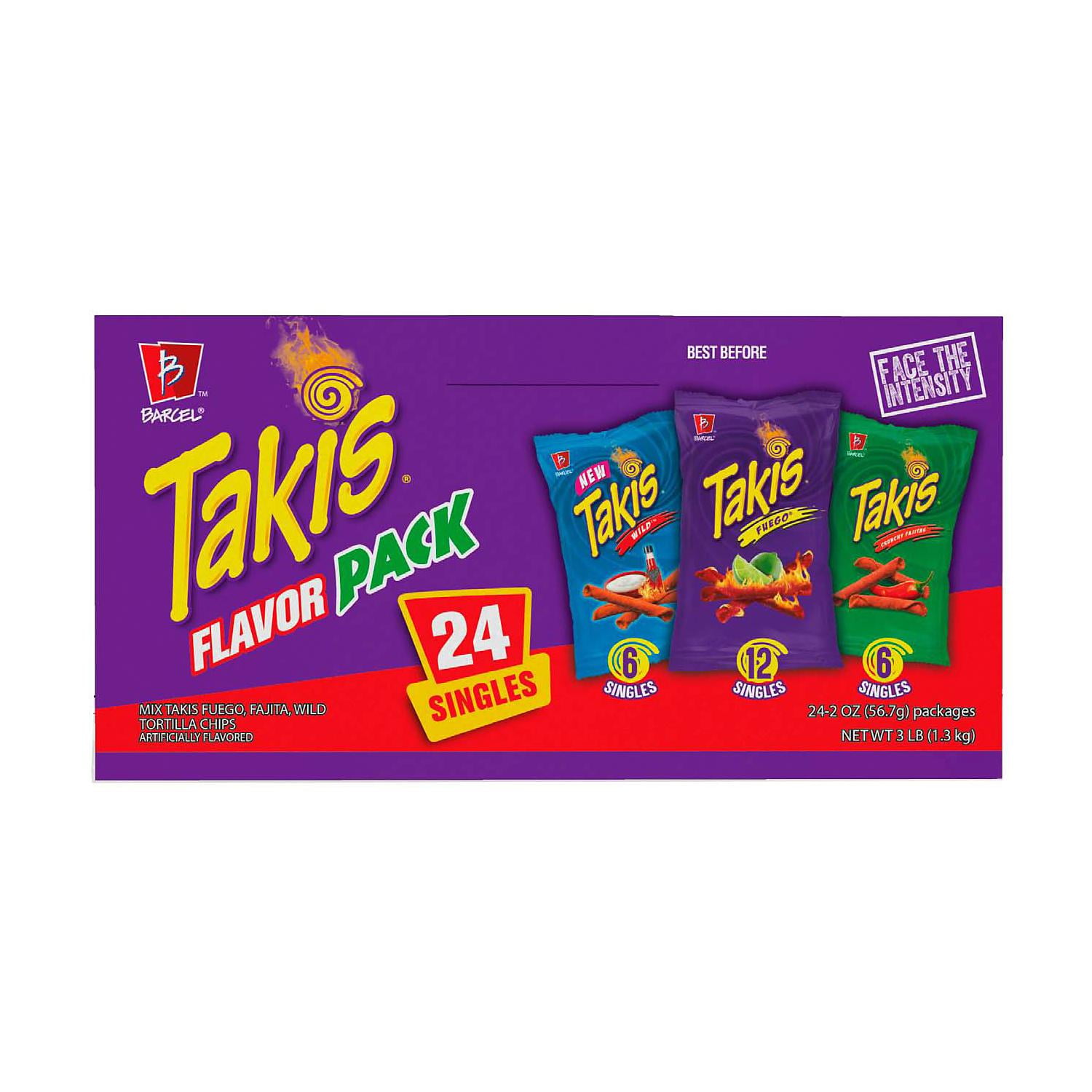 Barcel Takis Variety Pack, Tortilla Chips, 2 Oz, 24 Count - Walmart.com ...