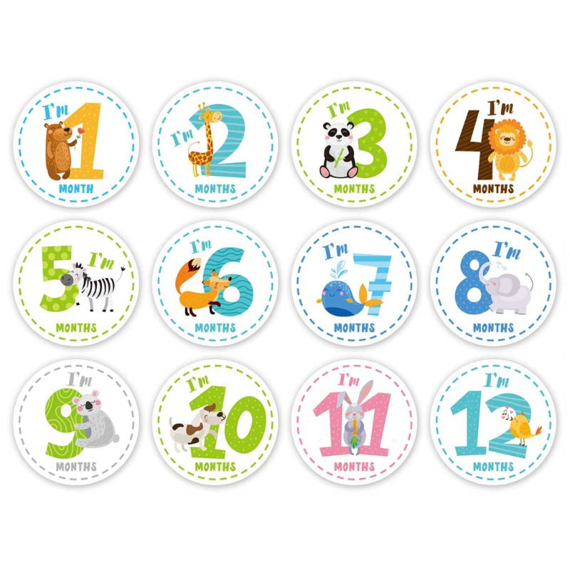 ZUARFY Baby Monthly Sticker Baby Belly Stickers Milestone Monthly Age ...